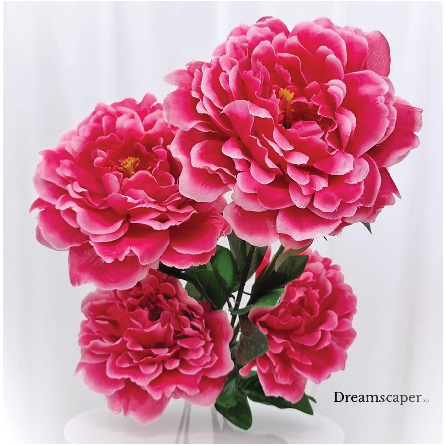 Artificial Chinese Peony Mu Dan Flower (Dark Pink) |Props Rental ...